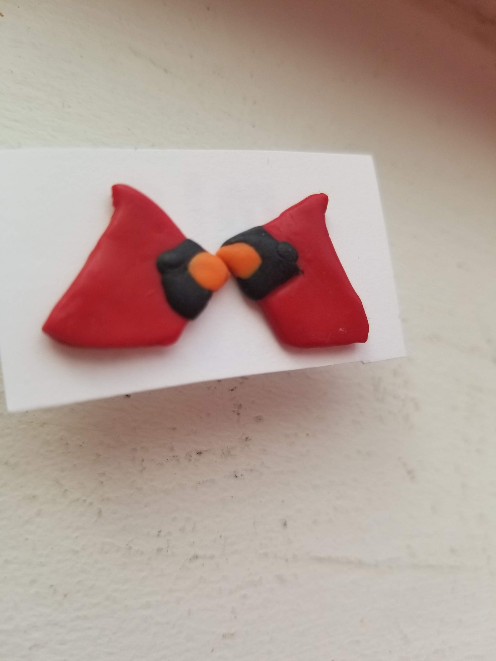 Red Cardinal Bird Polymer Clay Stud Earrings - Etsy