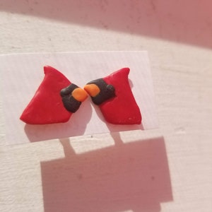 Red Cardinal Bird Polymer Clay Stud Earrings - Etsy