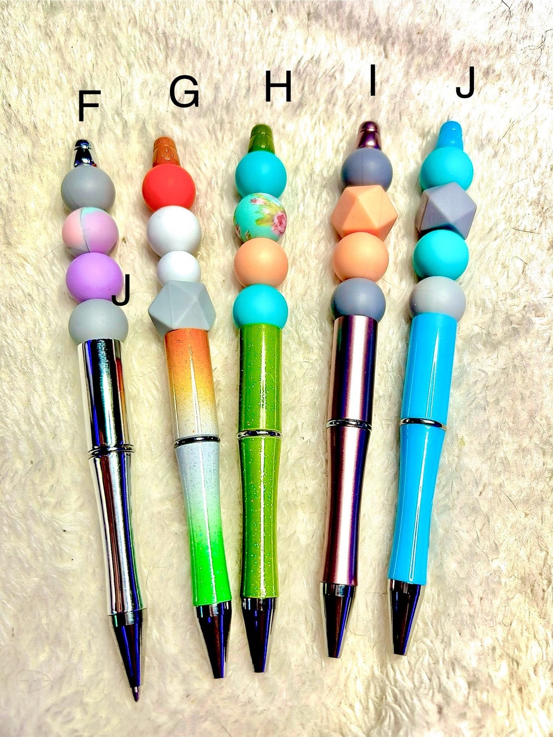 Beaded Pens, Custom Pens, Fidget Pens, Color Pens Silicone Beads, Fun ...