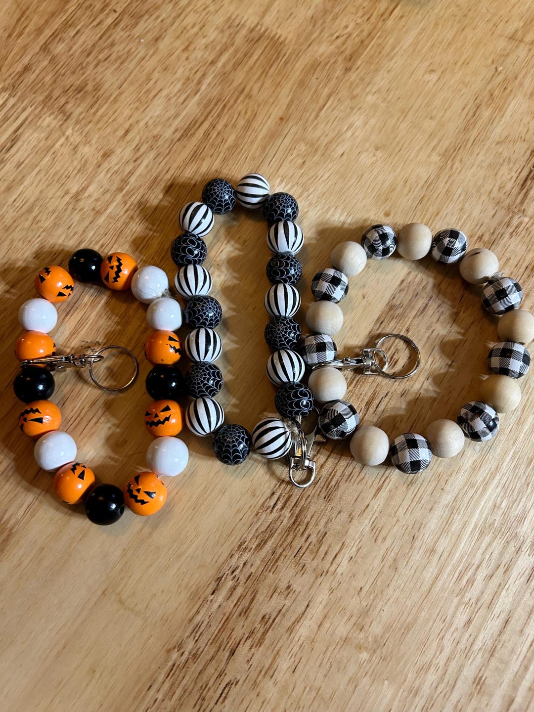 Halloween Braclet Keychain in Orange White and Black These Wristlet ...