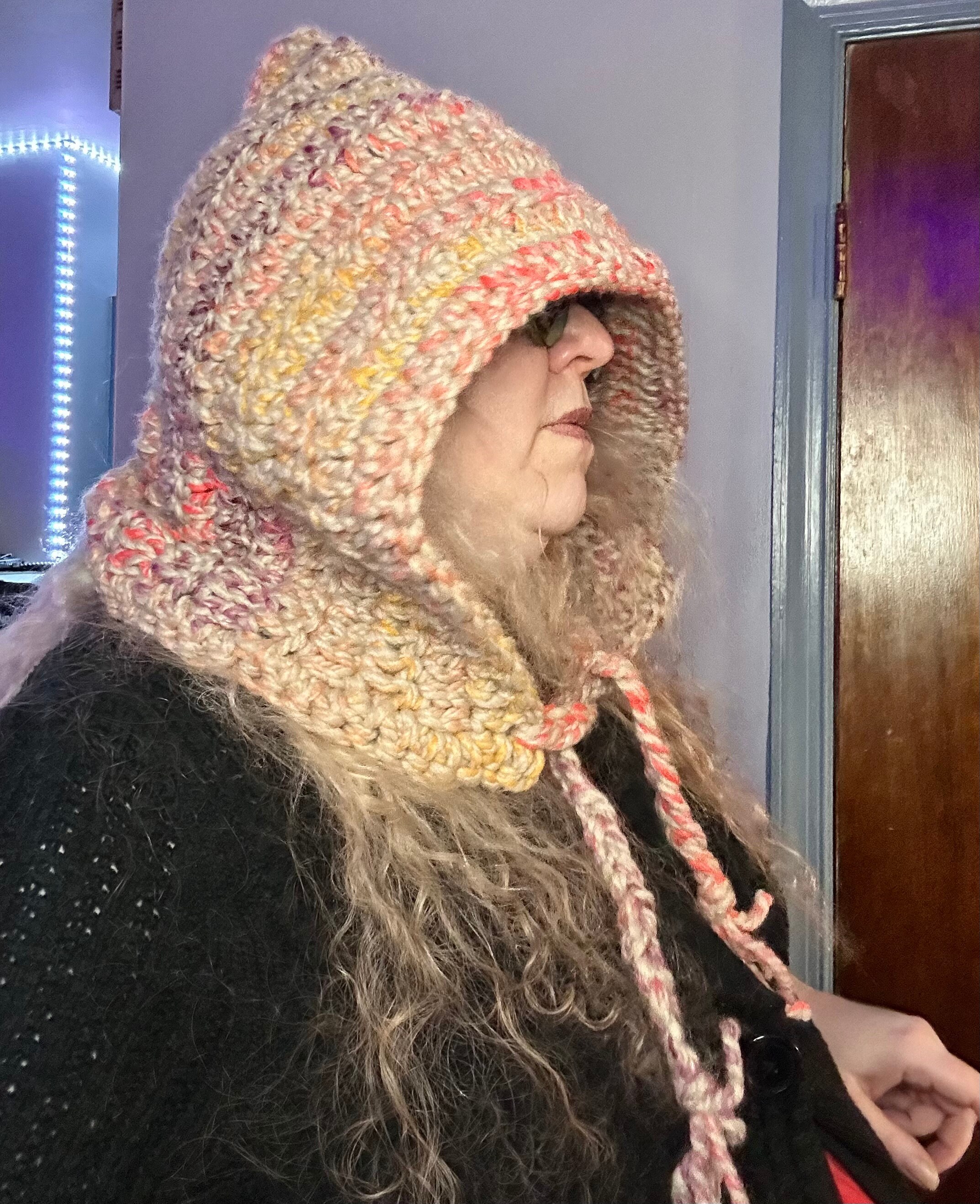 Hand Crochet Pastel Hood With Braids, Cosplay Hood in Pastels for Her ...