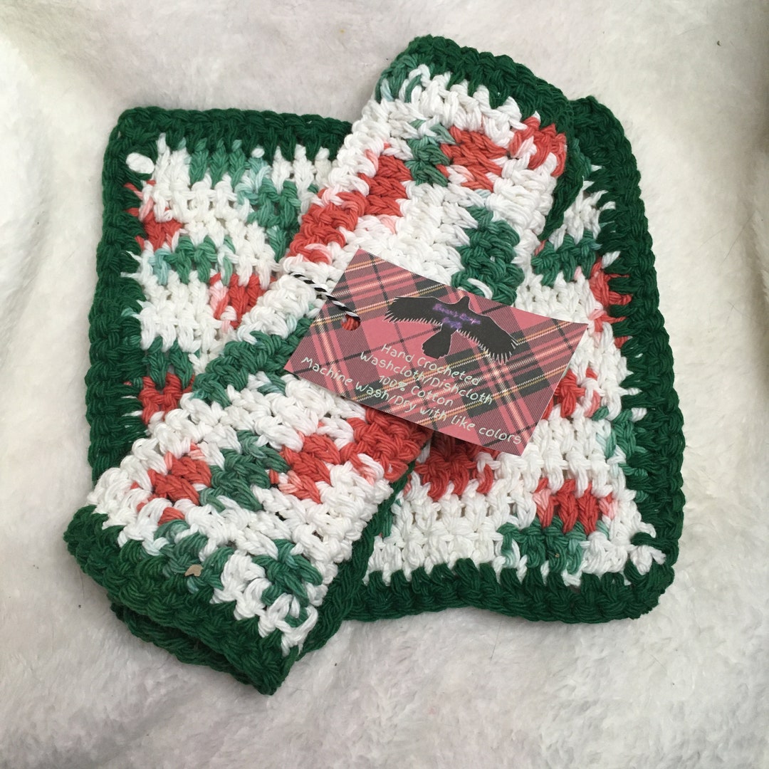 Crochet Christmas Dishcloth: Cotton Holiday Kitchen Washcloth - Etsy