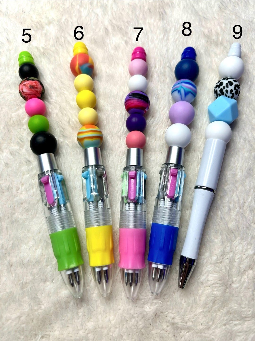 Beaded Pens, Custom Pens, Fidget Pens, Four Color Pens Silicone Beads ...