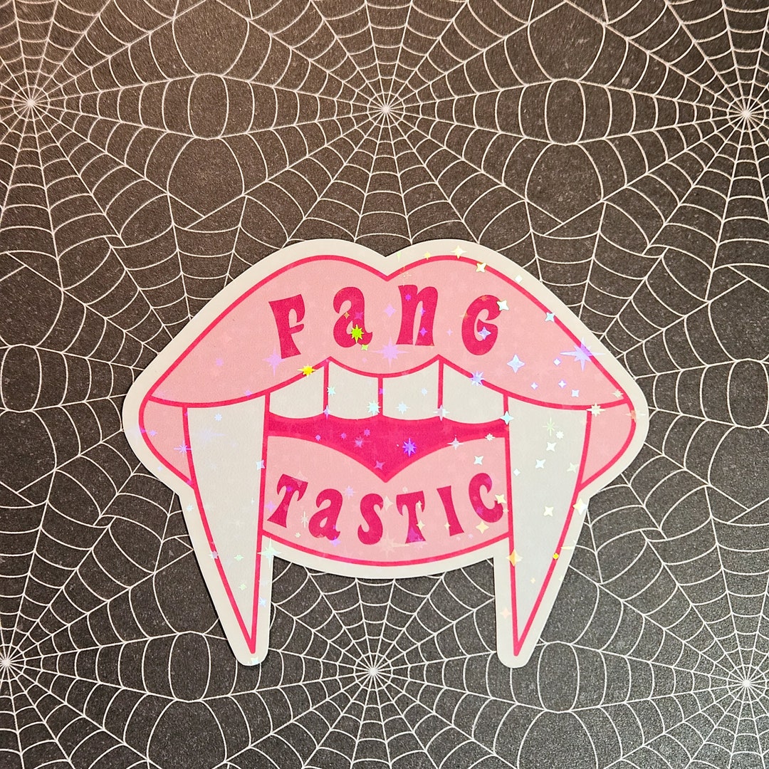 Halloween Fangtastic Pink Holographic Sticker - Etsy