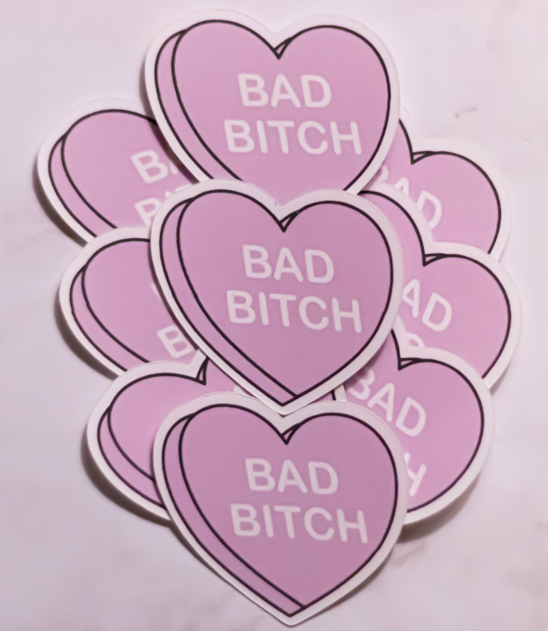 Bad Bitch Sticker, Matte Stickers, Glossy Heart Lavender Color Heart ...