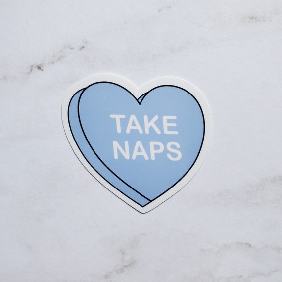 Take Naps Glossy Blue Weatherproof Sticker Heart Stickers - Etsy