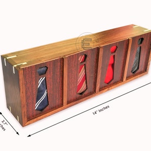 Wood Tie Storage Box Tie Display Case for Wedding School Child Son Tie ...