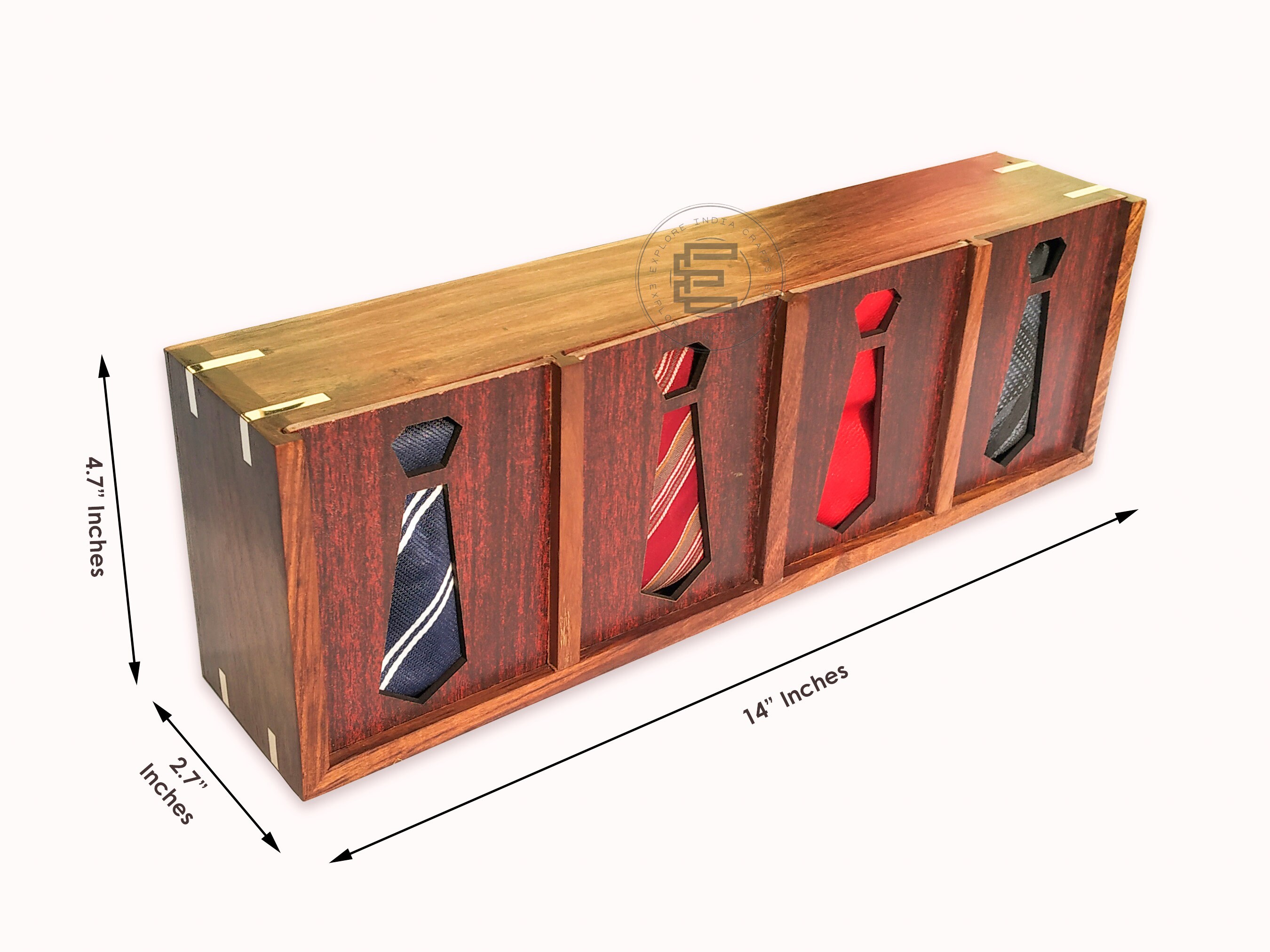 Wood Tie Storage Box Tie Display Case for Wedding School Child Son Tie ...