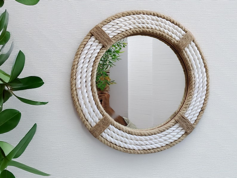 Nautical Coastal Rope Round Mirror Coastal Farmhouse Wall Decor for ...