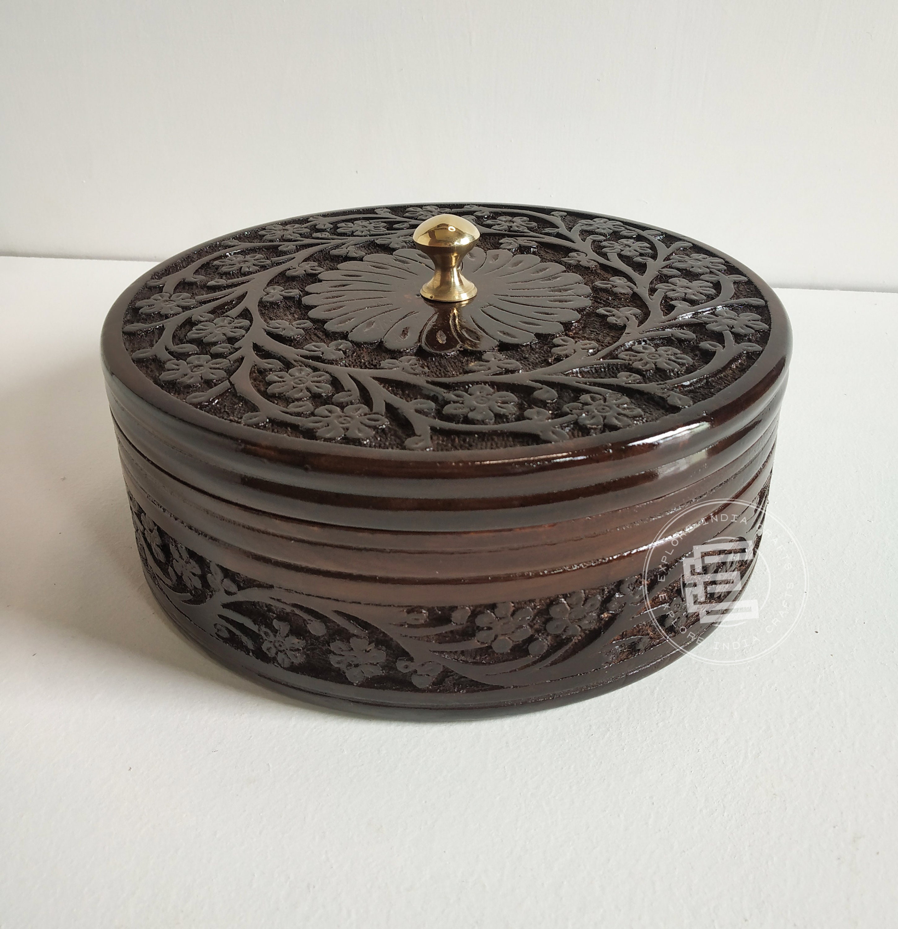 Chapati Roti Tortilla Bread Box: Hand-carving Chapati Dabba With Brass ...