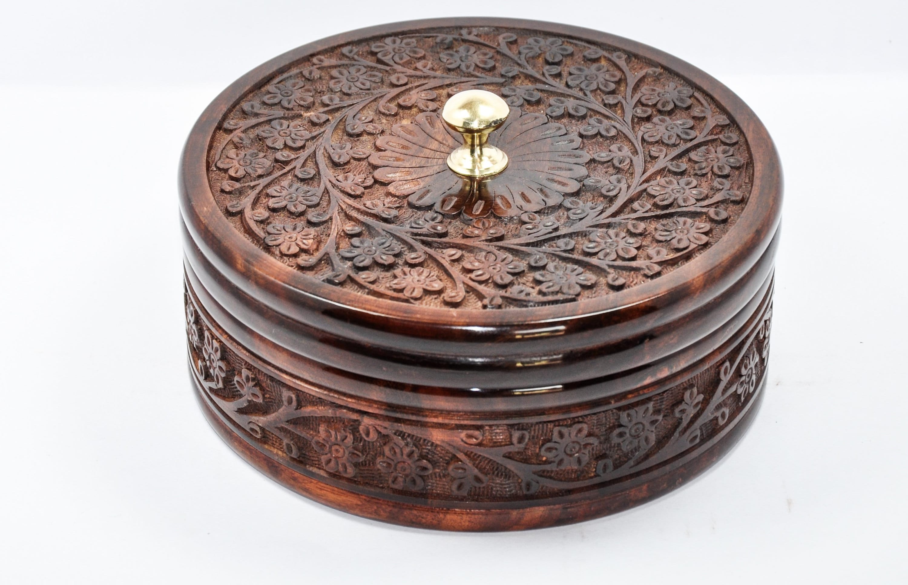 Chapati Roti Tortilla Bread Box: Hand-carving Chapati Dabba With Brass ...