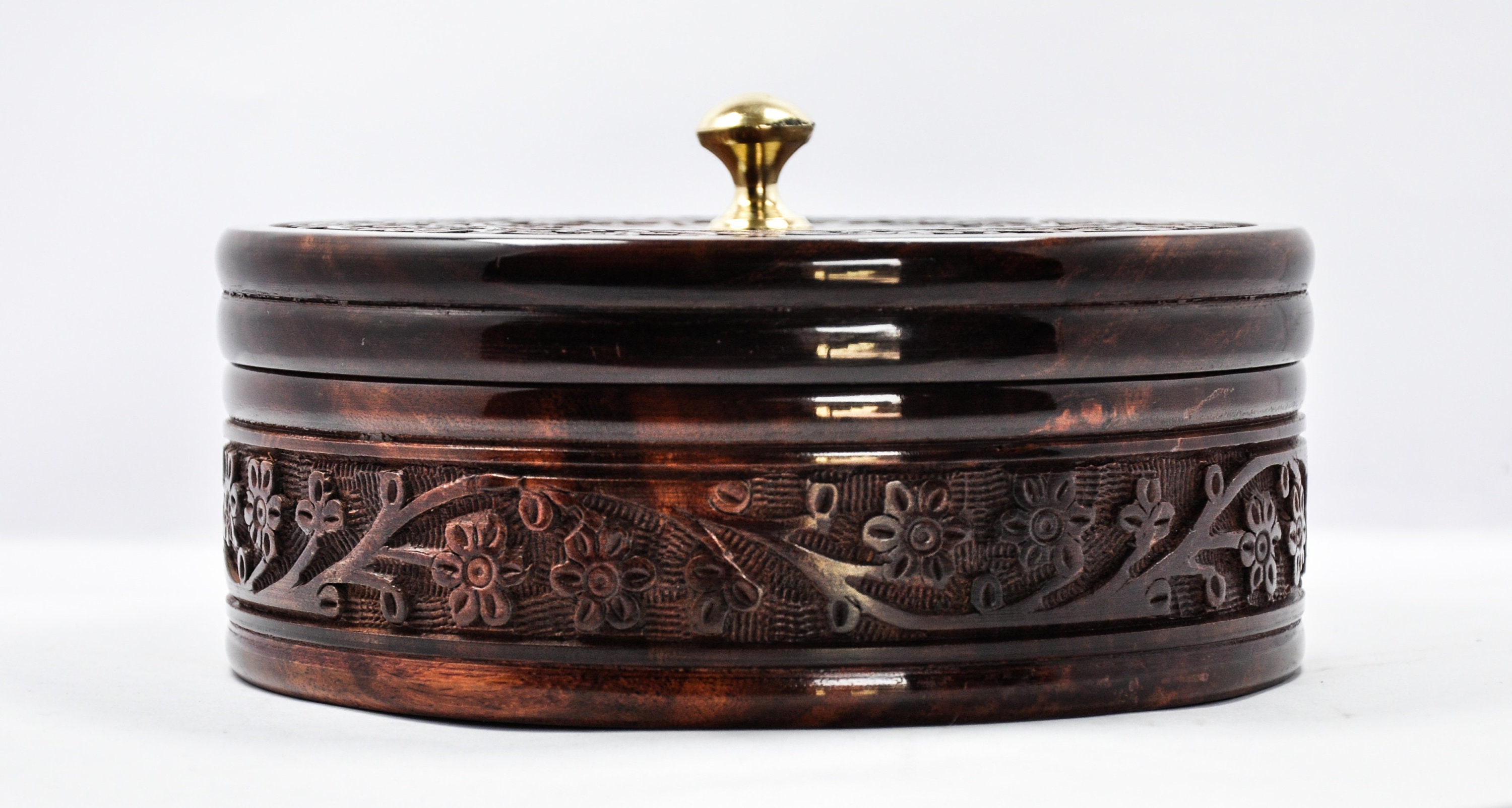 Chapati Roti Tortilla Bread Box: Hand-carving Chapati Dabba With Brass ...