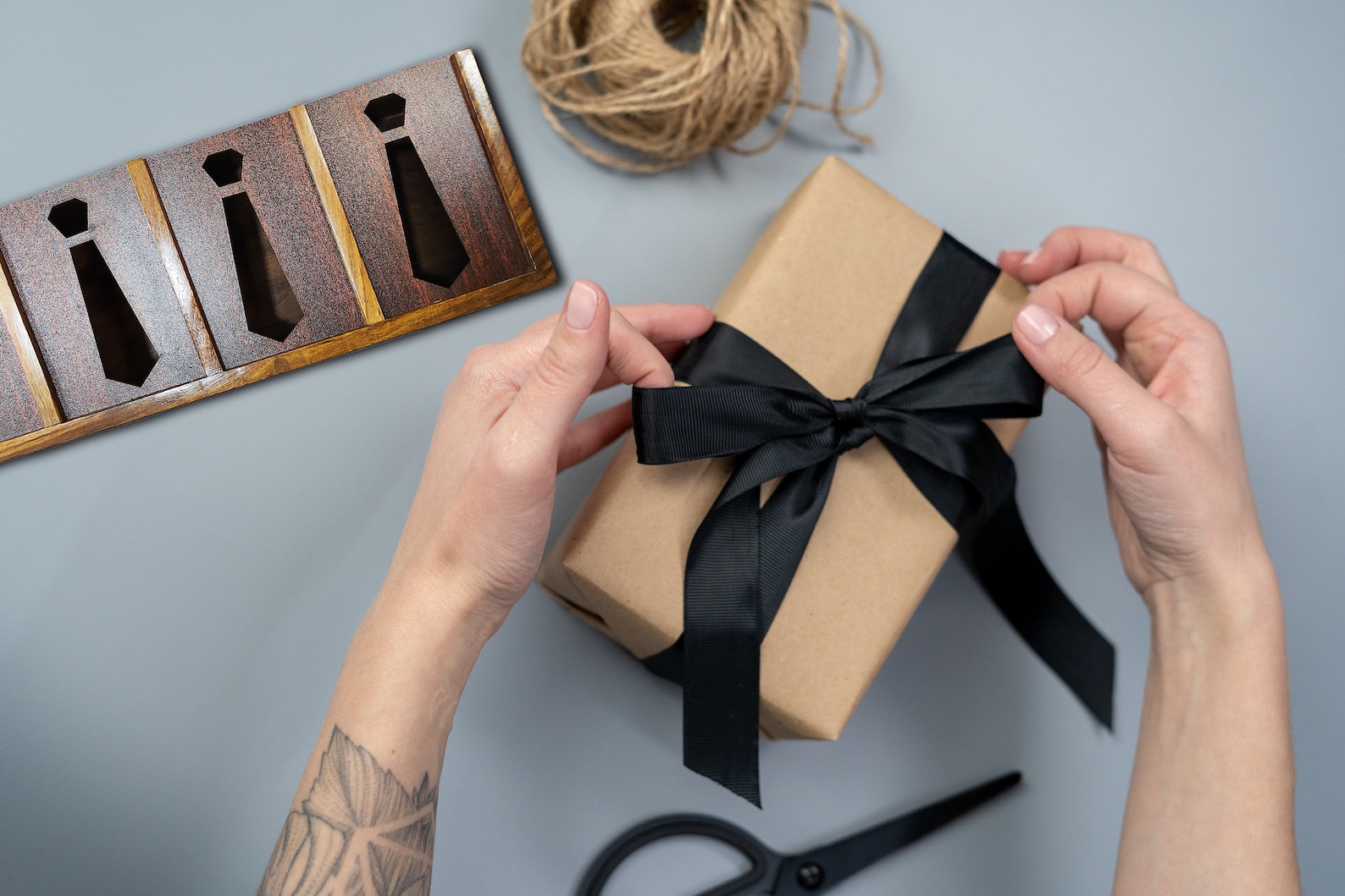 Wood Tie Storage Box Tie Display Case for Wedding School Child Son Tie ...