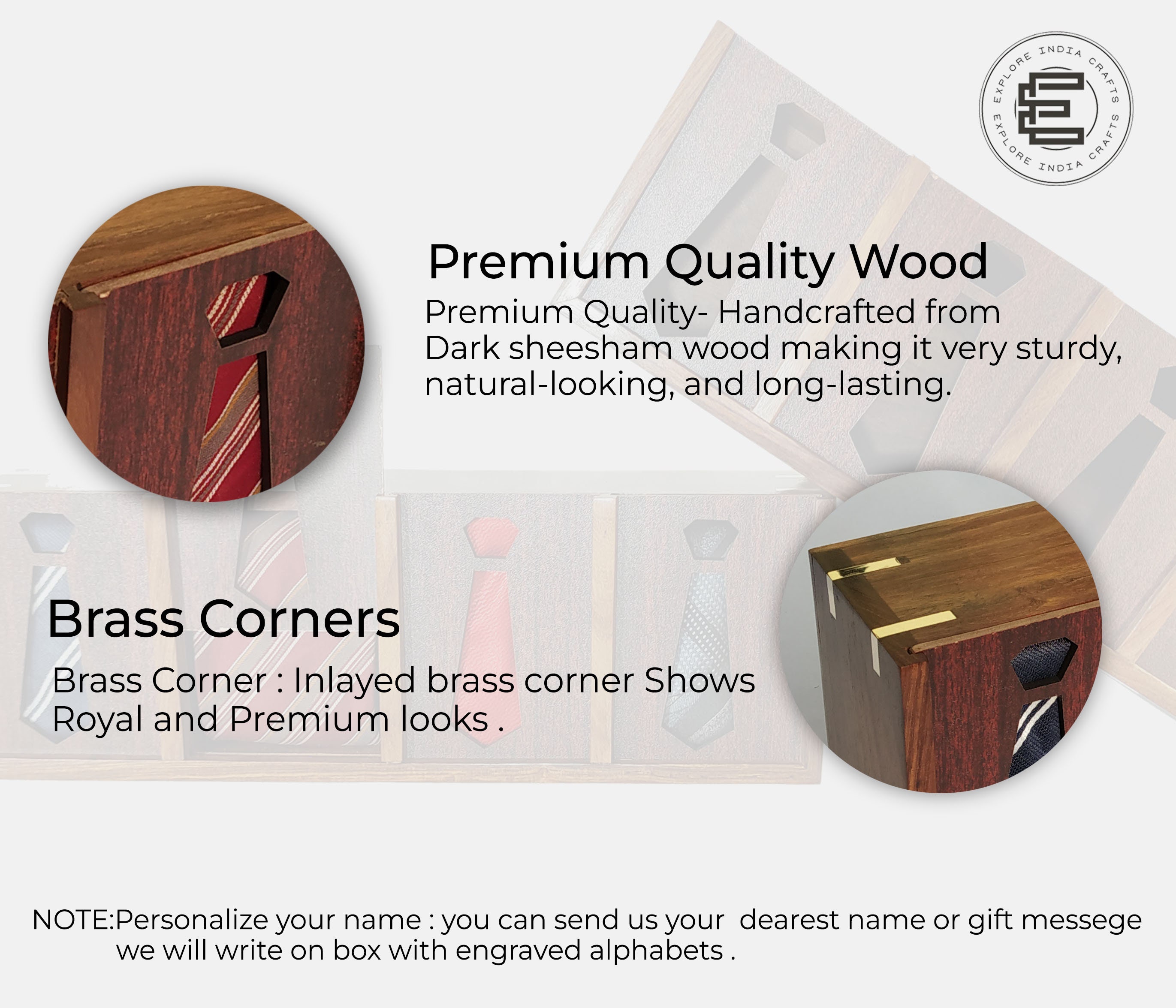 Wood Tie Storage Box Tie Display Case for Wedding School Child Son Tie ...