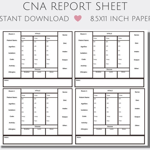 CNA/PCT Work Sheet | Etsy