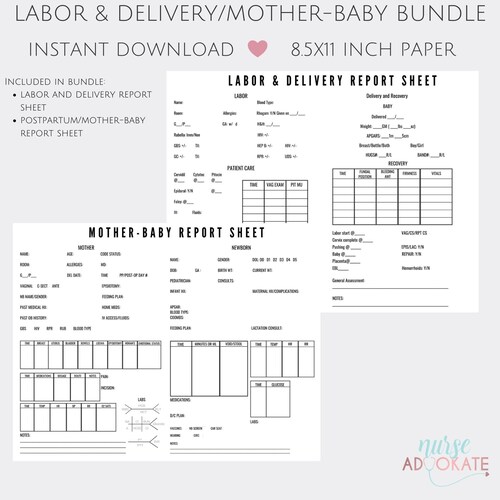 MATERNITY POSTPARTUM Nursing Report Sheet Template | Etsy