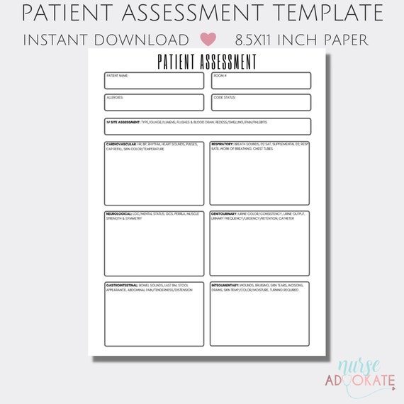 Stationery Printable patient assessment template for nursing students ...