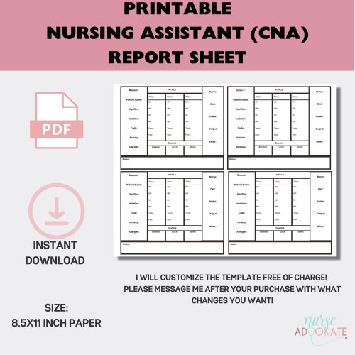 CNA/PCT Work Sheet - Etsy