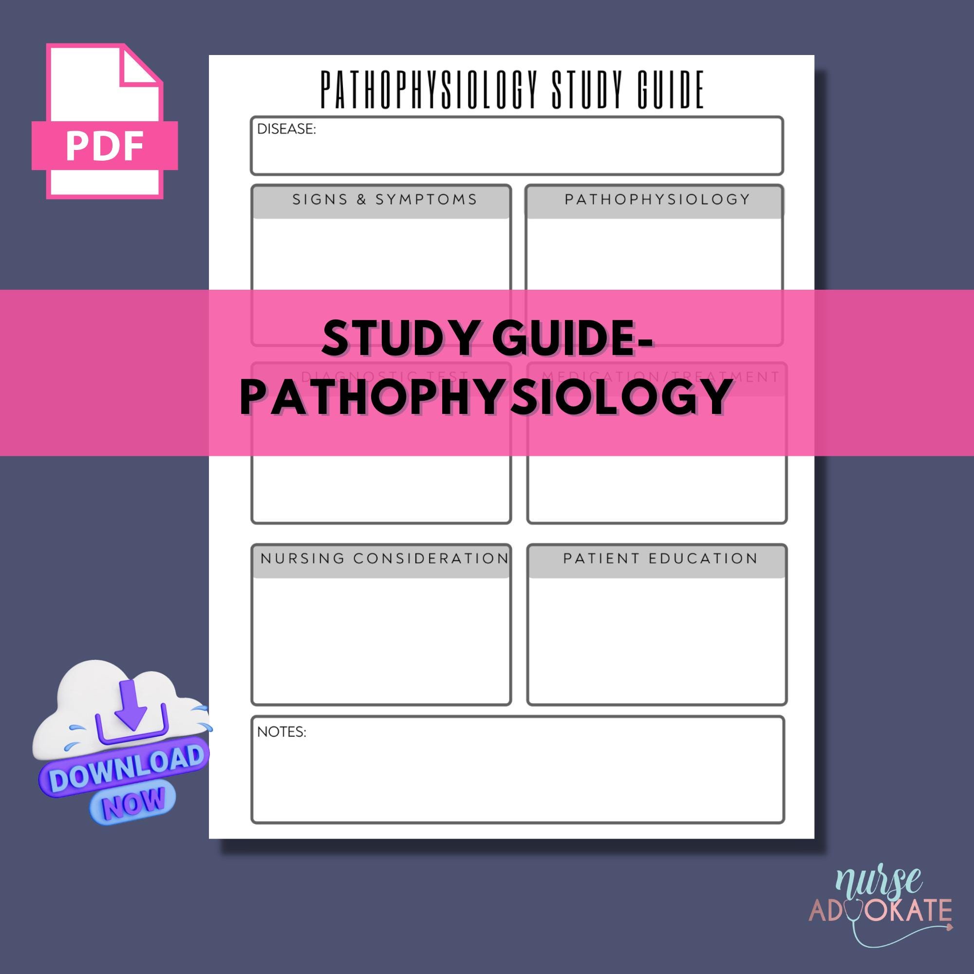 Printable PDF Pathophysiology Study Guide for Nursing Students and ...