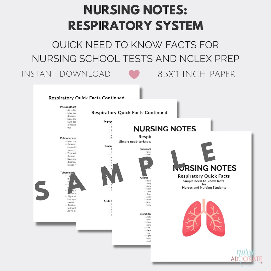 Respiratory Pathophysiology Nurse Notes for Medsurg Exam Prep and NCLEX ...