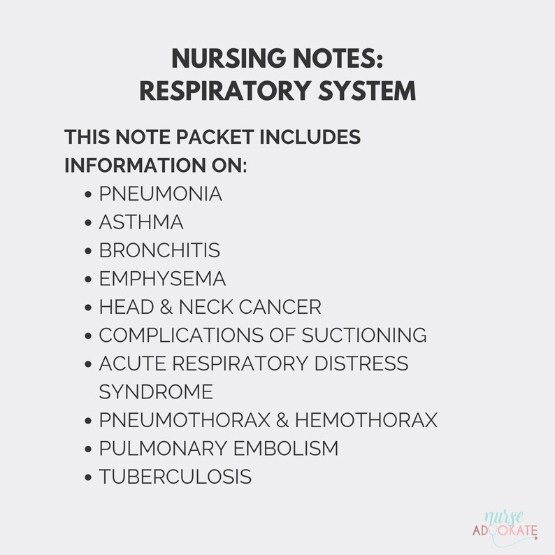 Respiratory Pathophysiology Nurse Notes for Medsurg Exam Prep and NCLEX ...