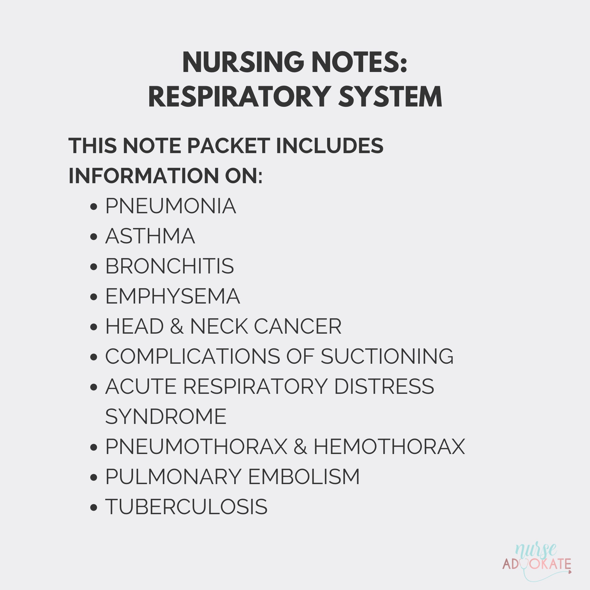Respiratory Pathophysiology Nurse Notes for Medsurg Exam Prep and NCLEX ...