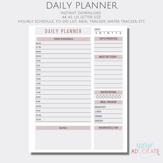 Printable Blank Simple Daily Weekly Planner Inserts. Planner | Etsy
