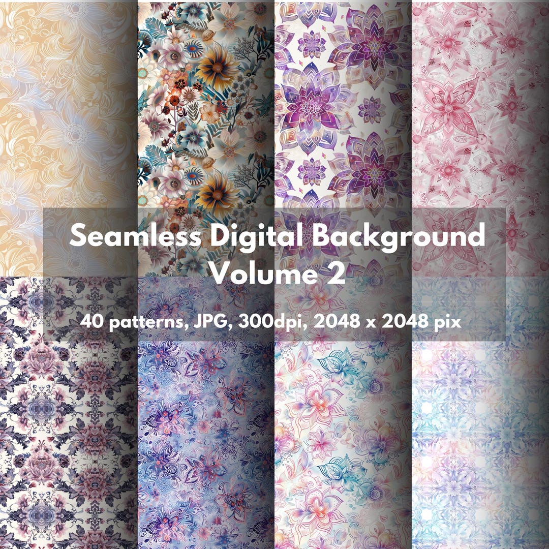 Seamless Digital Background: Bohemian Pattern 02, 40 Bohemian Seamless ...