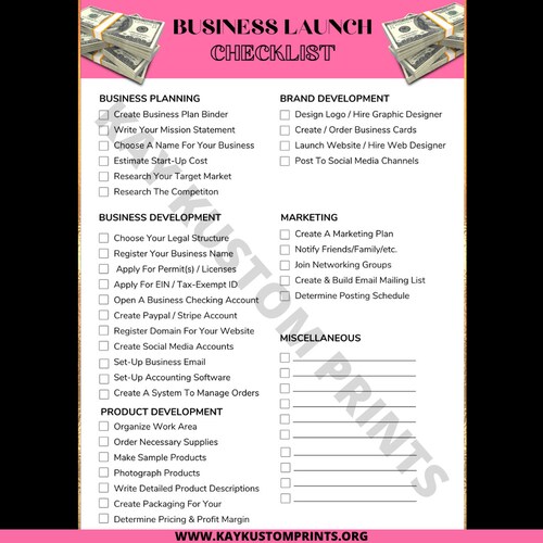 BUSINESS Launch Checklist Business Planner Business Start - Etsy