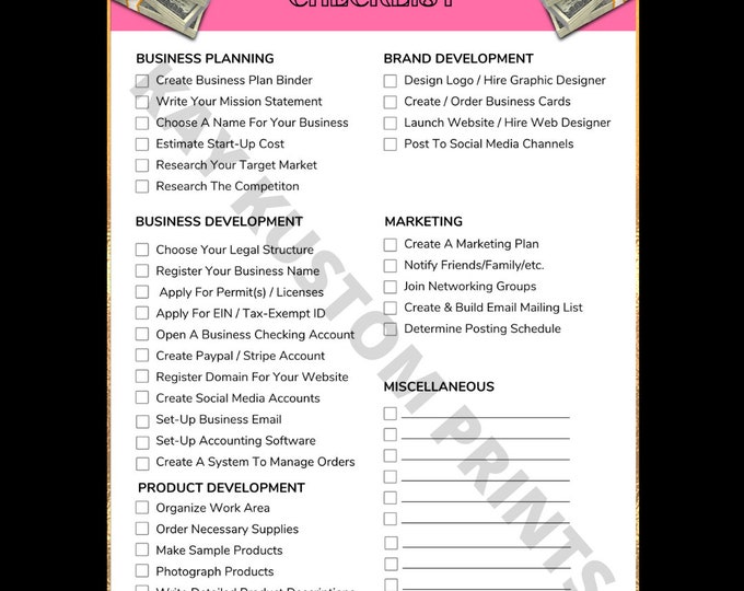 BUSINESS Launch Checklist Business Planner Business Start up List ...