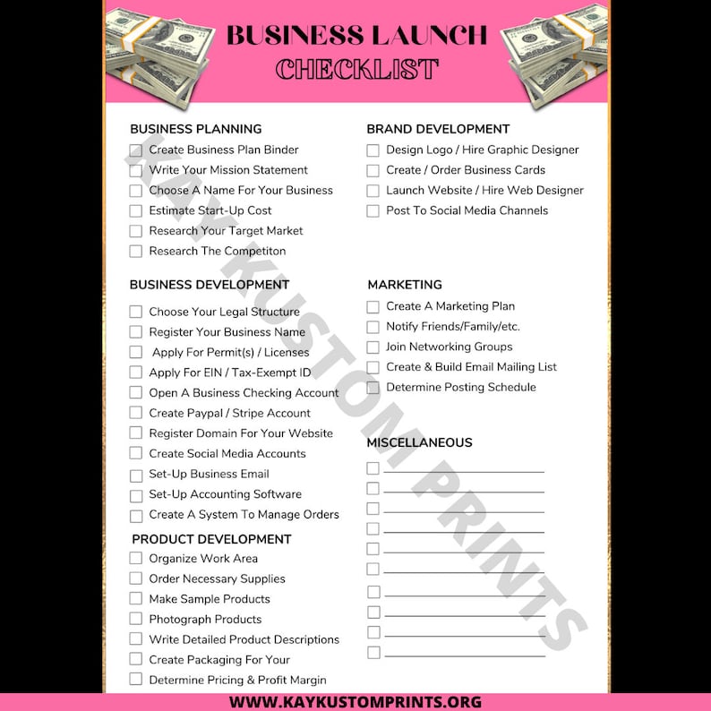 BUSINESS Launch Checklist | Business Planner | Business Start up List ...