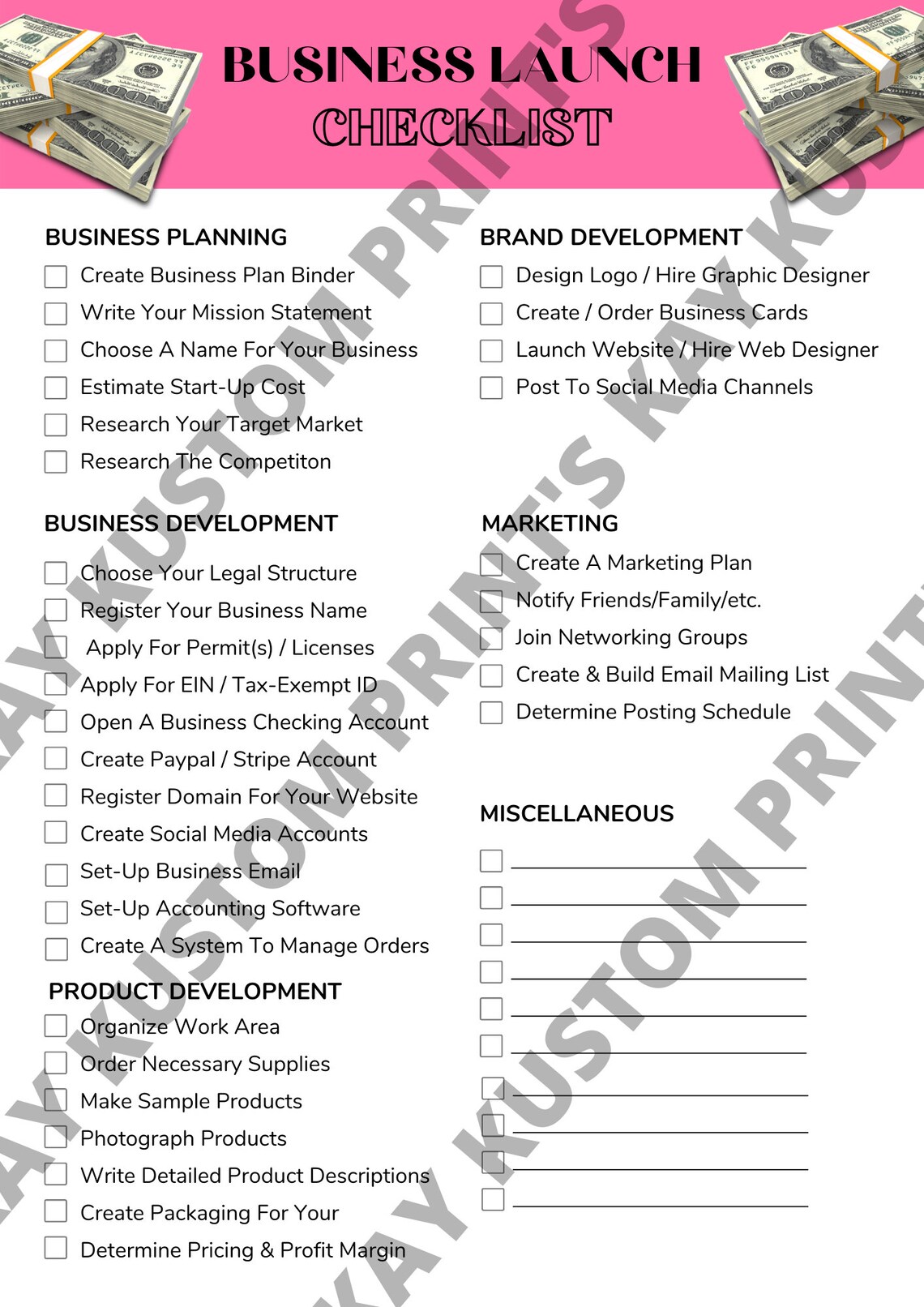 BUSINESS Launch Checklist | Business Planner | Business Start up List ...