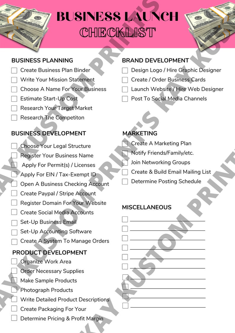 BUSINESS Launch Checklist | Business Planner | Business Start up List ...