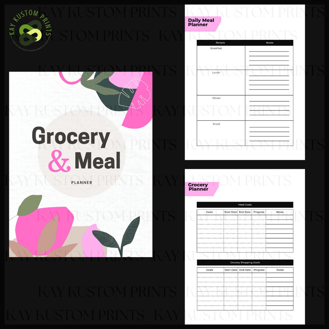 Grocery Meal Planner Printable | Weekly Meal Planner Template | Grocery ...