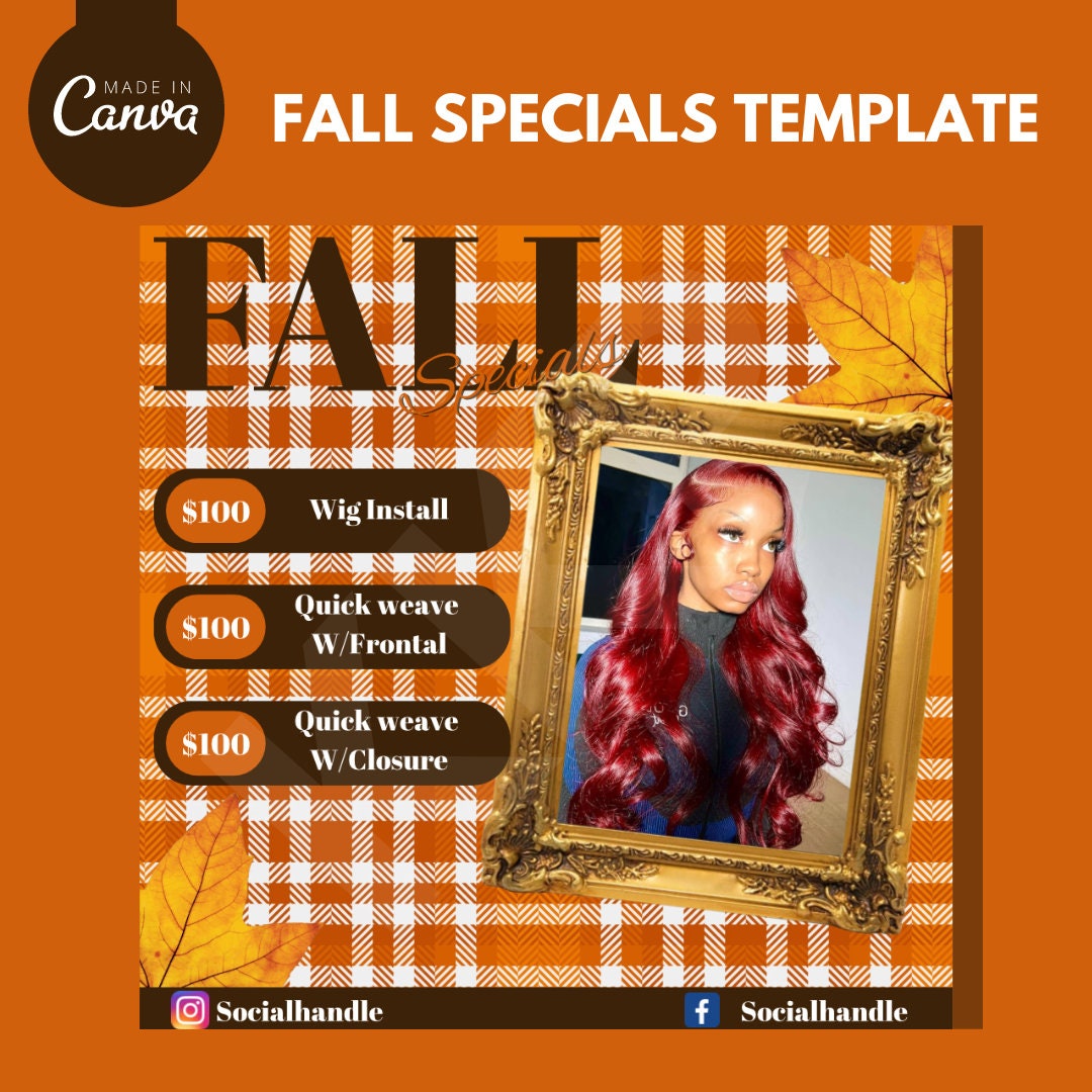 Fall Wig Construction Social Media Flyer | Canva Template | Flyer Hair ...