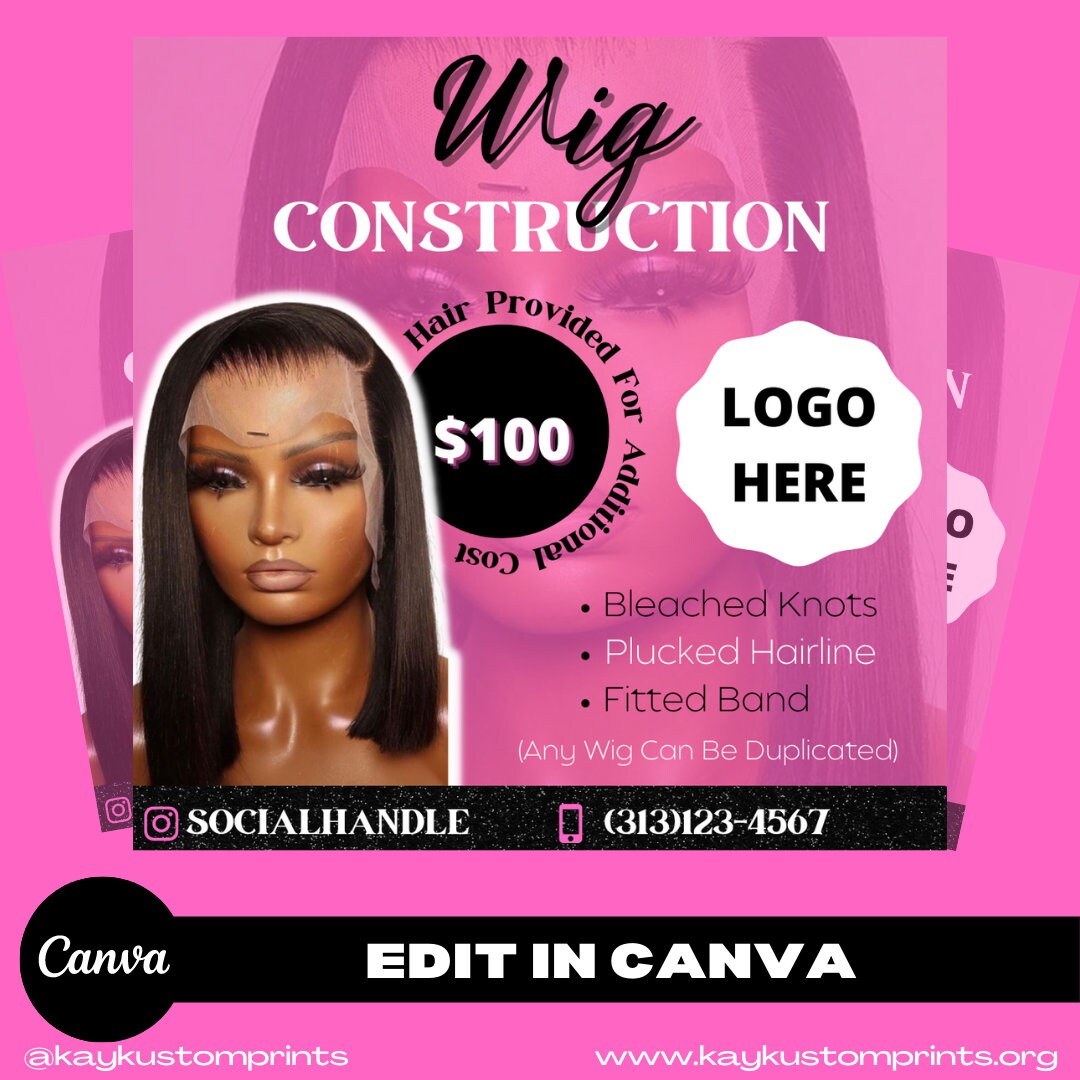 Editable Wig Construction Social Media Flyer | Canva Template | Flyer ...
