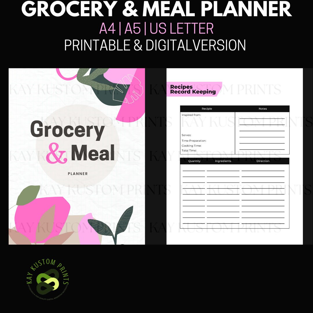 Grocery Meal Planner Printable | Weekly Meal Planner Template | Grocery ...