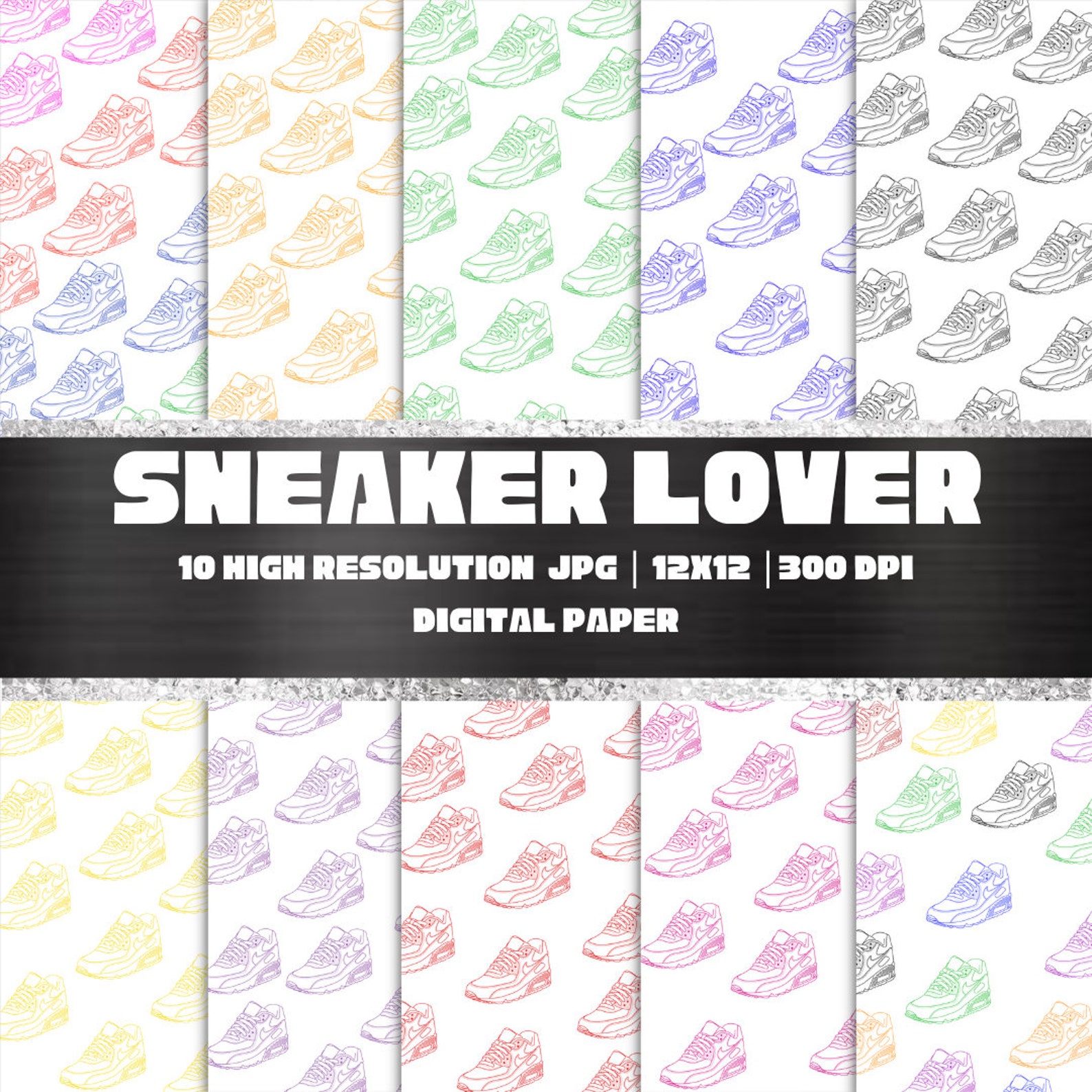 Sneaker Digital Papers | 12" X 12" | 300 DPI Jpgs | Digital Paper ...