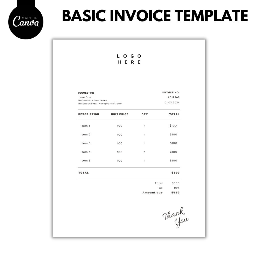 Business Invoice | Hair Braider Invoice Template | Billing Template ...