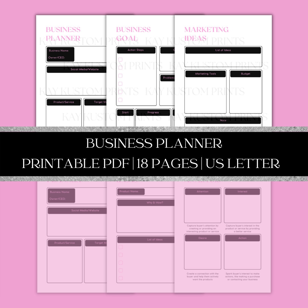Pink Business Planner |printable Small Business Planner | Home Business ...