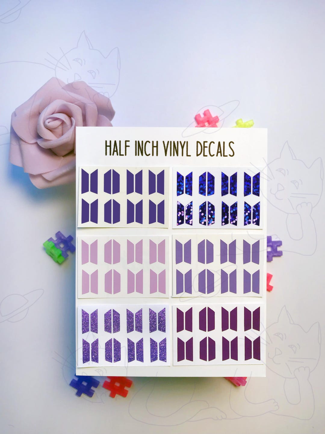 BTS Half Inch Height Vinyl Decals - Purples - Etsy