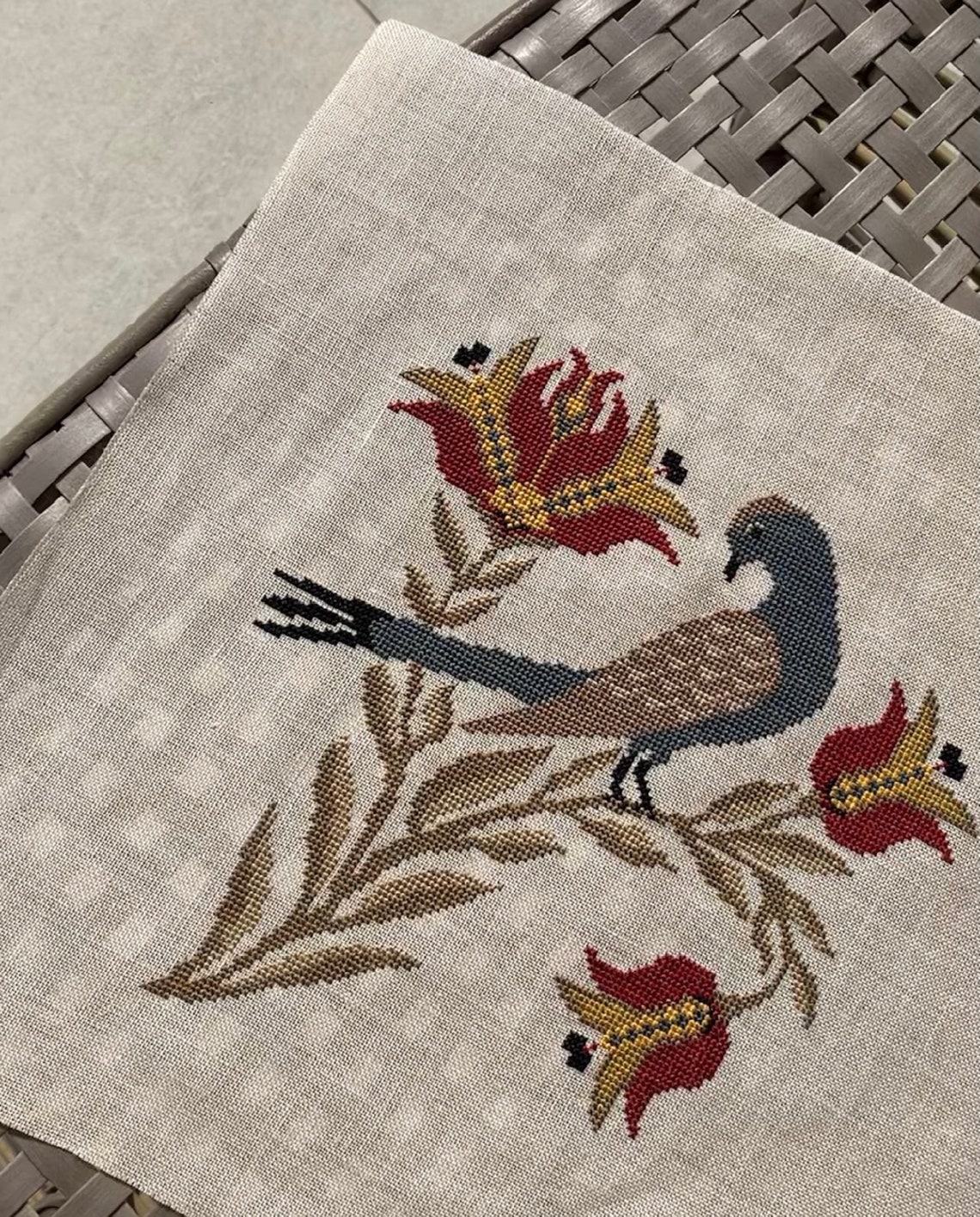 Cross Stitch PATTERN "elegant Bird I", Size 128x128 Stitches, 9 Colors ...