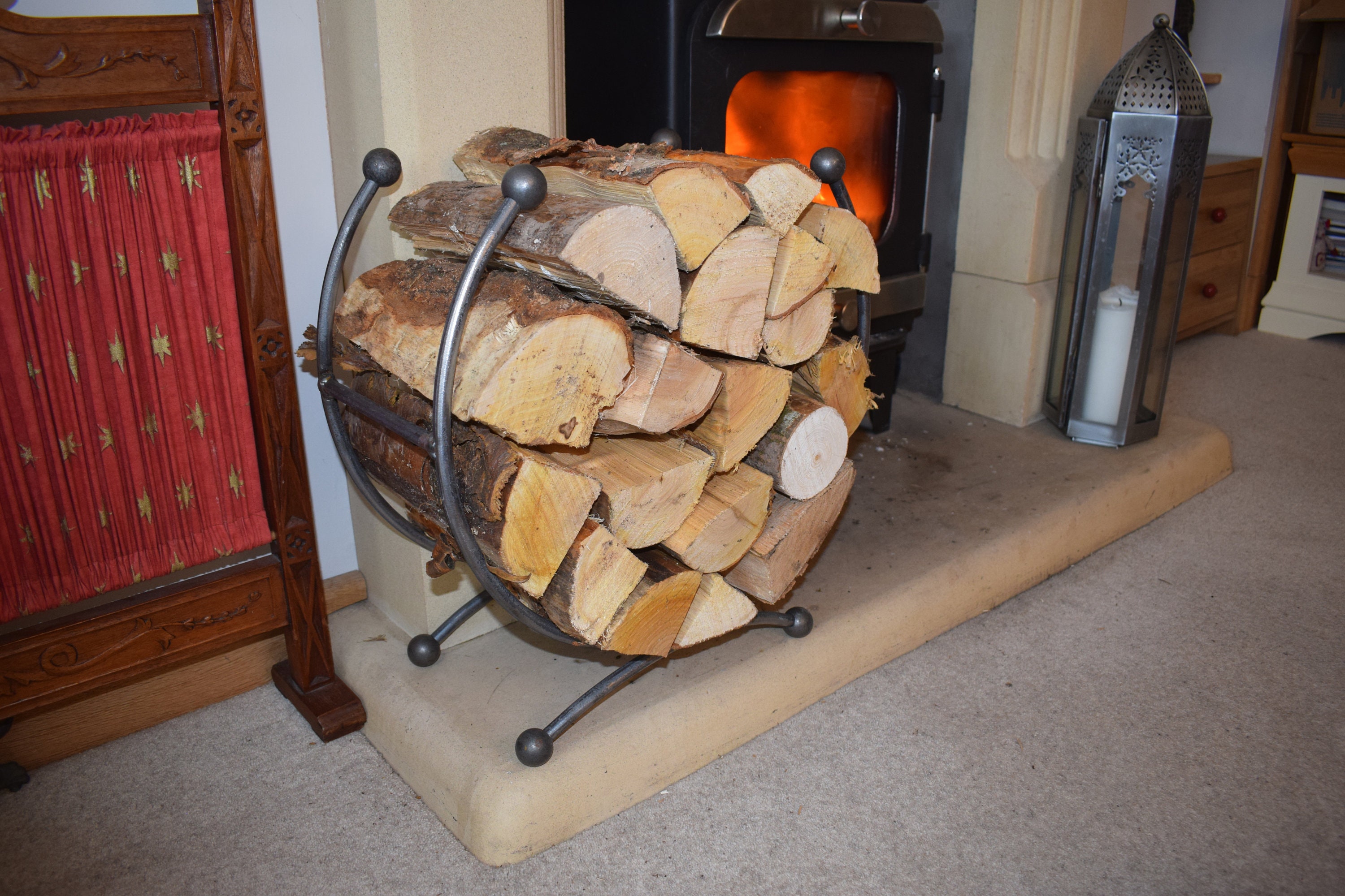 Round Log Holder Log Rack Log Basket Log Store Fireplace - Etsy UK