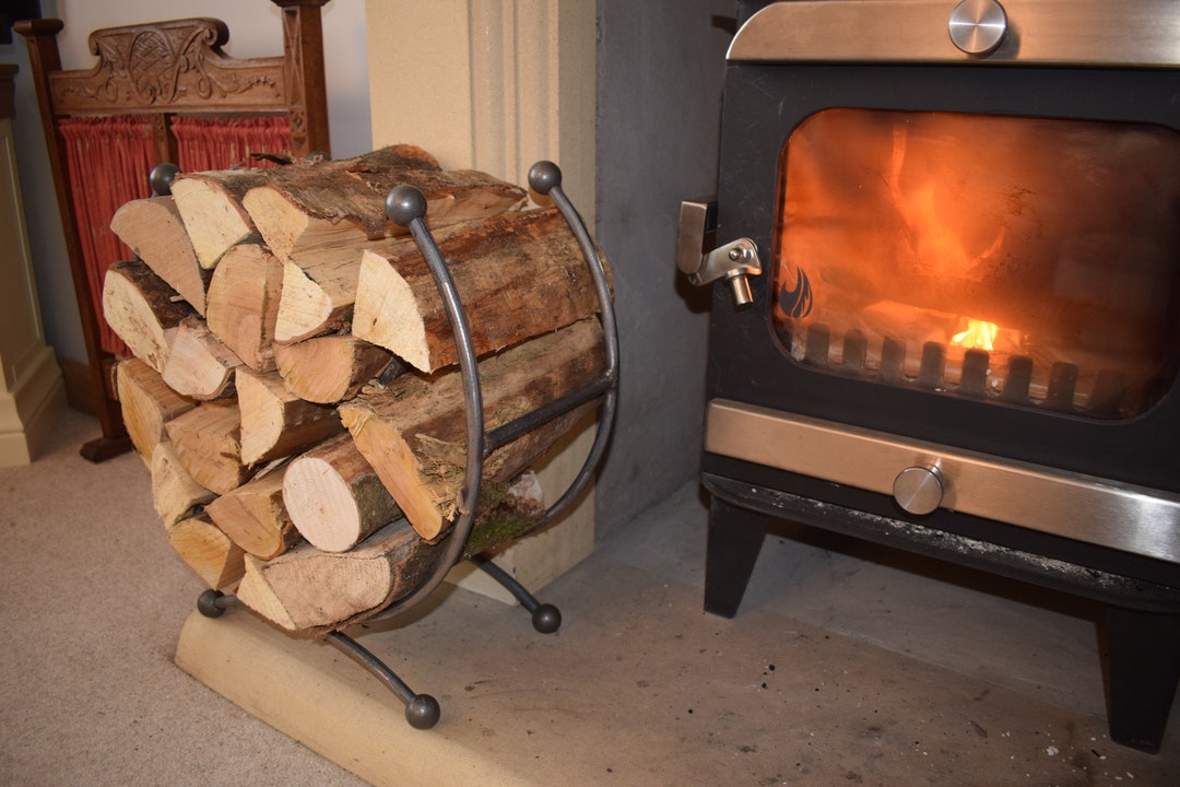 Round Log Holder, Log Rack, Log Basket, Log Store, Fireplace Log Basket ...