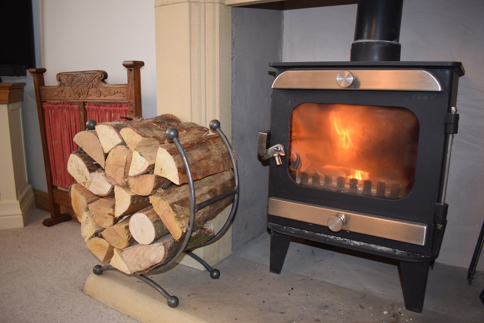 Round Log Holder Log Rack Log Basket Log Store Fireplace - Etsy UK
