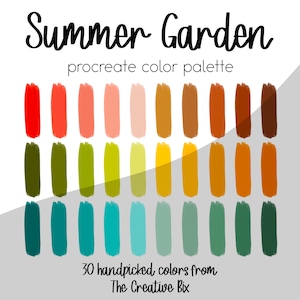 Summer Garden Procreate Palette, 30 Colors, Color Palette, Procreate ...
