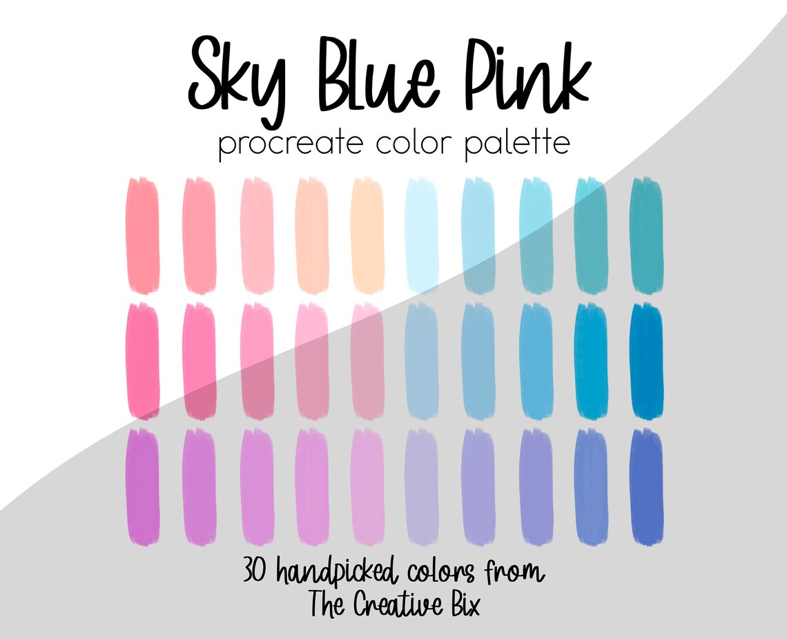 Sky Blue Pink Procreate Palette 30 colors Color Palette | Etsy