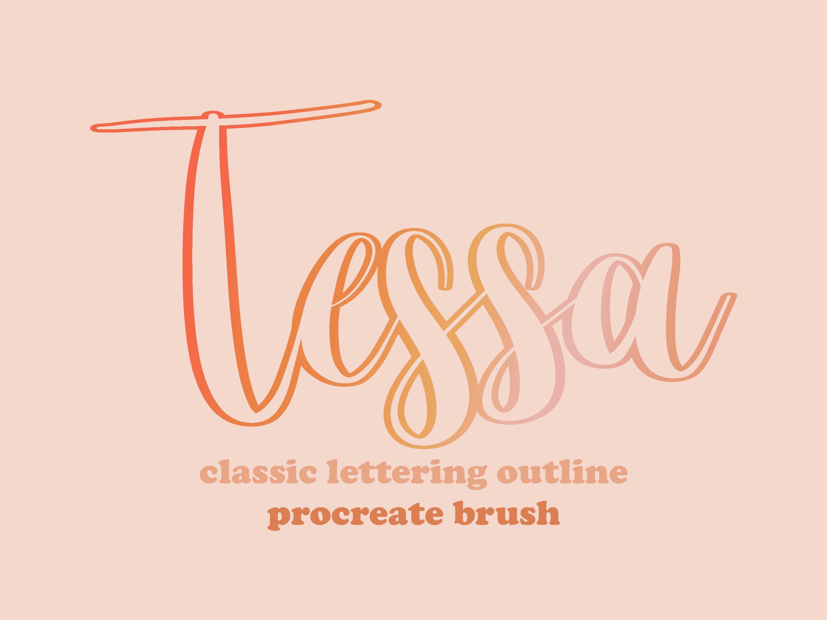 Tessa Outline Calligraphy Procreate Brush Digital Download | Etsy