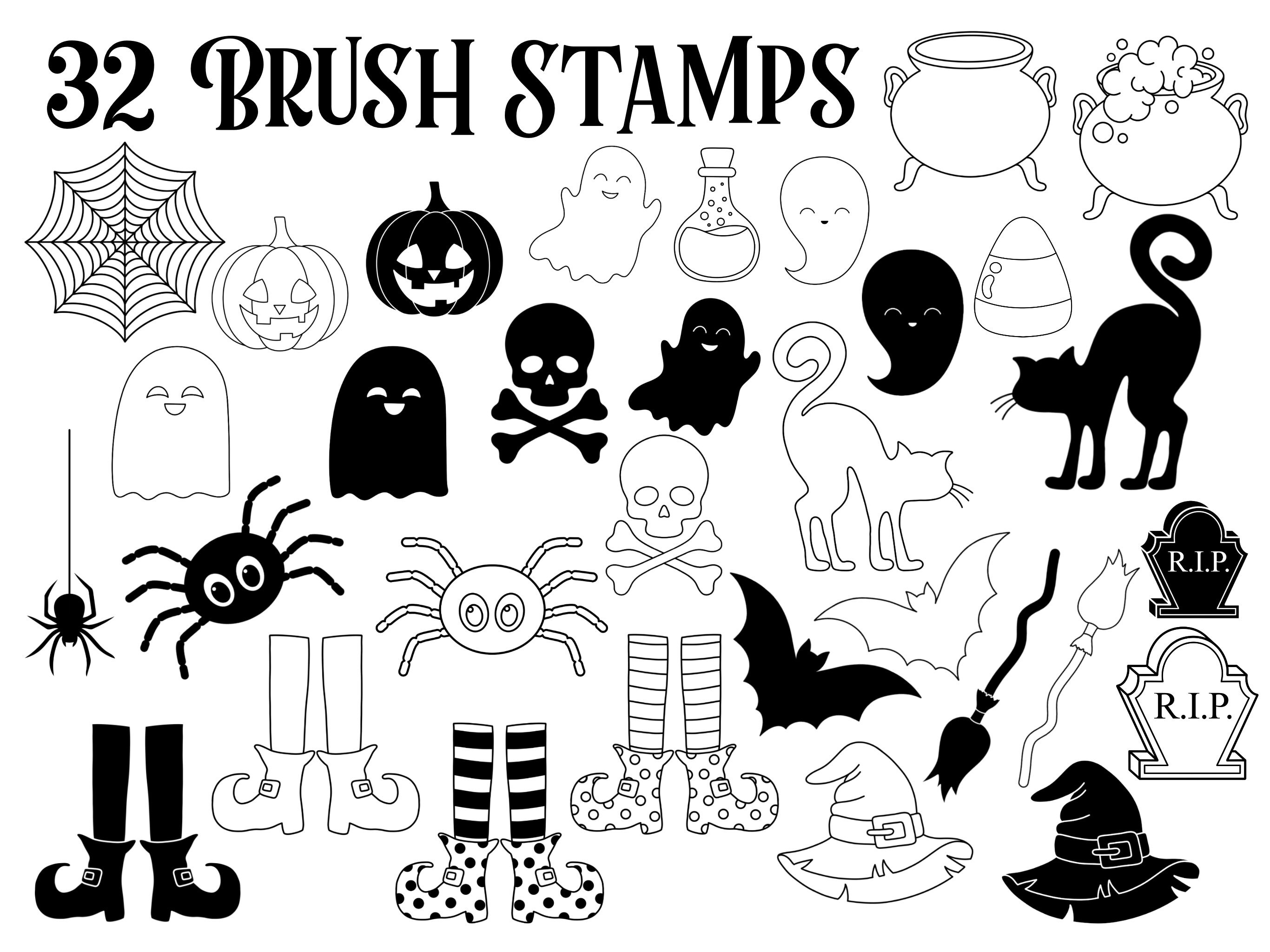 Spooky Stamps Brushset Procreate Brushes Digital Brush - Etsy