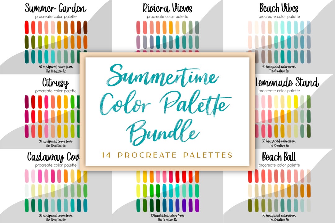 Summertime Color Palette Bundle for Procreate, 420 Colors, Swatches ...